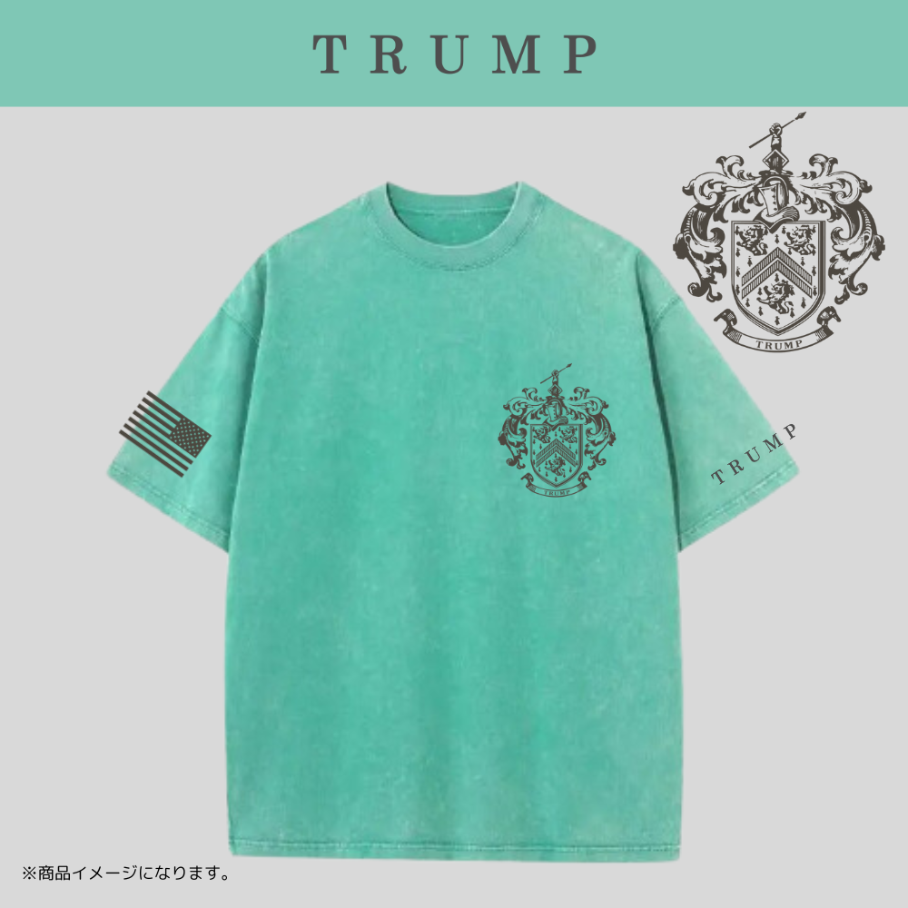 ウォッシュ加工Tシャツ [TRUMPエンブレム]TEWT-01[グリーン] - GOGO TRUMP